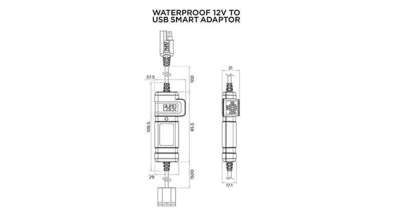 מתאם חכם 12V ל-Usb עמיד במים Quad Lock Waterproof 12V To Usb Smart ...